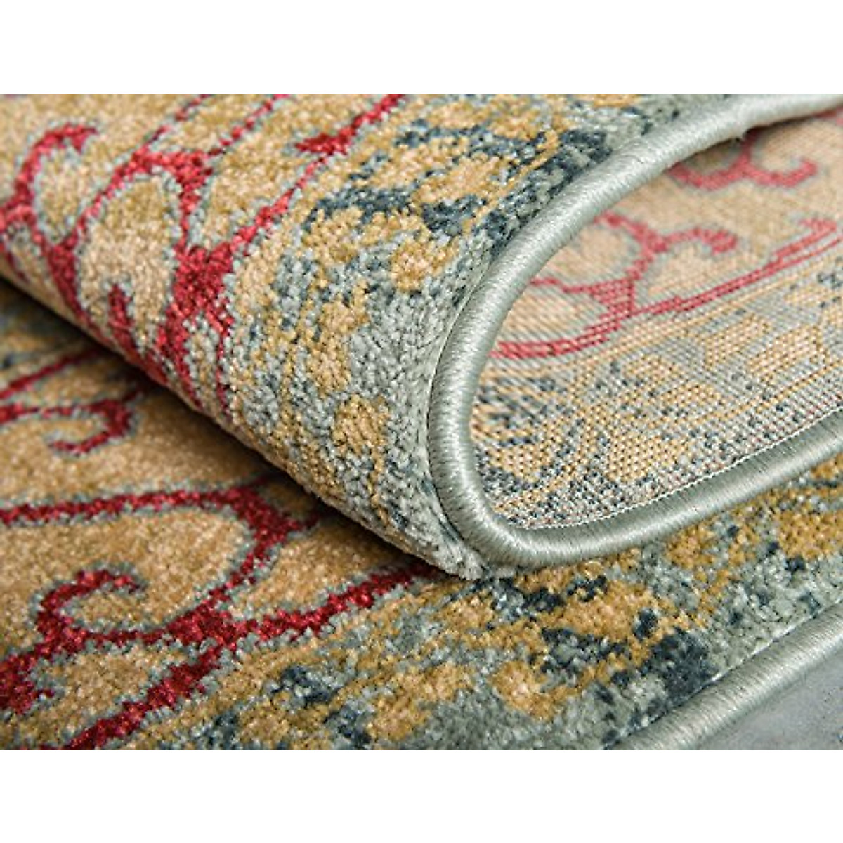 Unique Loom Palace Collection Area Rug - Saray (2' x 3' 1" Rectangle, Light Blue/ Red)