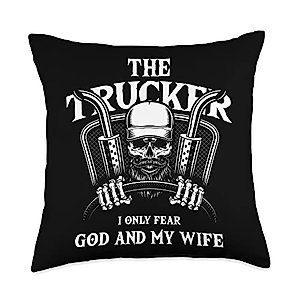 Highway Asphalt Cowboy 18 Wheeler Freighter Gift Trucker Only Fear Wife Truck Driver Asphalt Cowboy Road Throw Pillow, 18x18, Multicolor