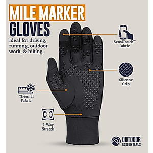 OutdoorEssentials Touch Screen Running Gloves - Cold Weather Black Gloves - Mens Winter Gloves, Gloves for Women Cold Weather