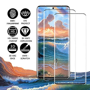 [2+2 Pack] Galaxy S21 Ultra 5G Glass Screen Protector and Camera Protector, HD Clear 9H Tempered Glass Scratch Resistant, Fingerprint Unlock, Full Coverage for Samsung Galaxy S21 Ultra Screen Saver (6.8 Inch)