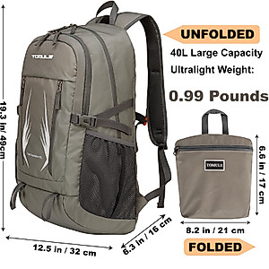 TOMULE Day Hiking Backpack for Women,Small Waterproof Backpack for Women,Lightweight Travel Backpack for Women Grey