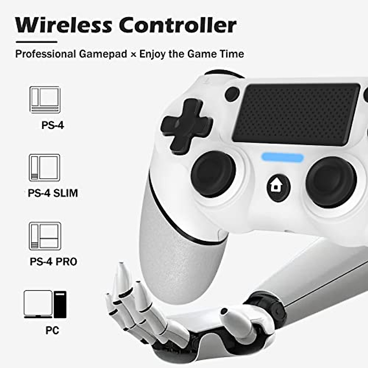 MAOMIEMIE PS-4 Controller, PS-4 Controller Wireless for Play-Station 4/3/Pro/Slim/PC, Wireless PS-4 Remote Controller with Dual Vibration/Turbo/Touch Pad/6-Axis Motion