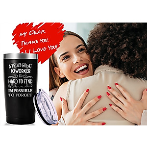 A Truly Great Coworker is Hard To Find Travel Mug Tumbler.Coworker,Work,Office Gifts for Men Women Friend. Appreciation,Going Away,Farewell,Leaving Cup for Coworker Colleague Boss.(20oz Black)