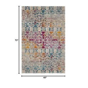 Unique Loom Charm Collection Abstract, Bohemian, Distressed, Modern, Dark Colors Area Rug, 4' 0" x 6' 0", Multi/Ivory