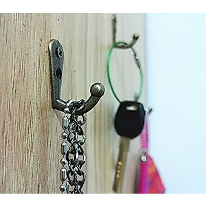 Yansanido Pack of 24 Mini Bronze Tone Vintage Style Double Hole Metal Single Hook Hangers Door Hook Hanging with 48 Screws