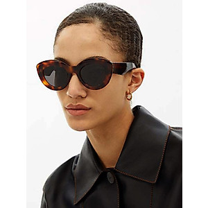 AIEYEZO Oversized Cat Eye Sunglasses for Women Cute Oval Thick Frame Cateye Sun Glasses Chic Retro Style Shades (Tortoise)