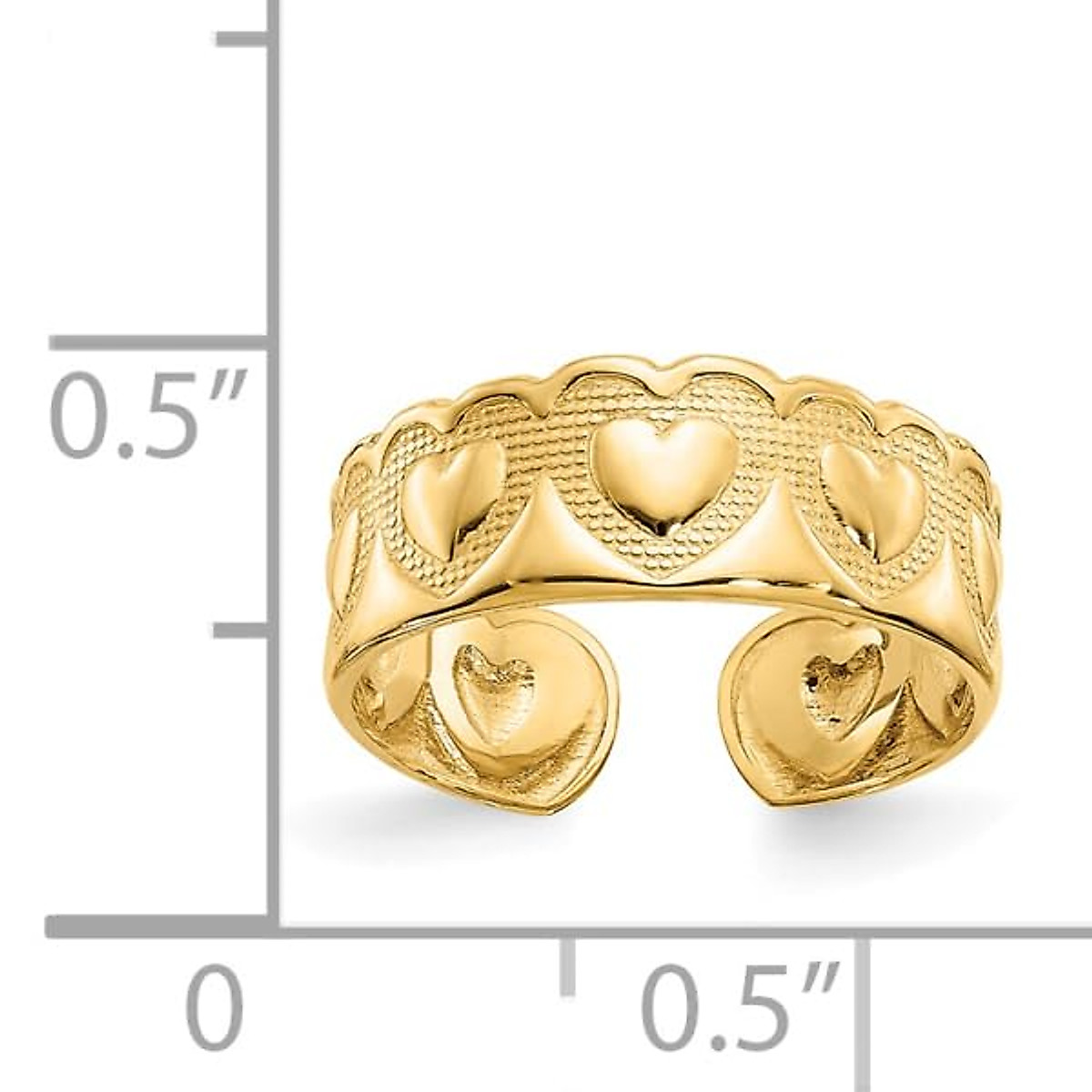 IceCarats 14K Yellow Gold Heart Love Adjustable Toe Ring Open Midi Band Summer Beach Jewelry