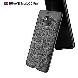 Beovtk Compatible with Huawei Mate 20 Pro case, Silicone Leather[Slim Thin] Flexible TPU Protective Case Shock Absorption Carbon Fiber Cover for Huawei Mate 20 Pro (Navy)