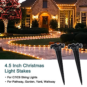 100-Pack Plastic Light Stakes, 4.5 Inch Christmas Yard Stakes for C7 C9 Christmas Lights Outdoor, Universal Light Stakes for Outdoor Holiday Lights Use on Garden Lawn Patio Path Walkway – Black