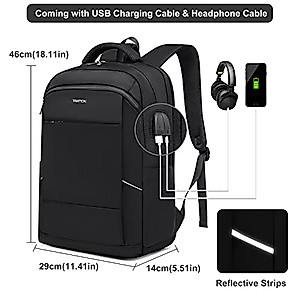 YAMTION School Backpack for Boys Middle High School,Teenagers Bookbag Back Pack for College Students,TSA Friendly,Mochilas Escolares para Adolescentes,Black