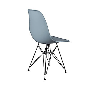 GIA Contemporary Armless Dining Chair, Qty of 2, Fog Seat with Black Metal Legs