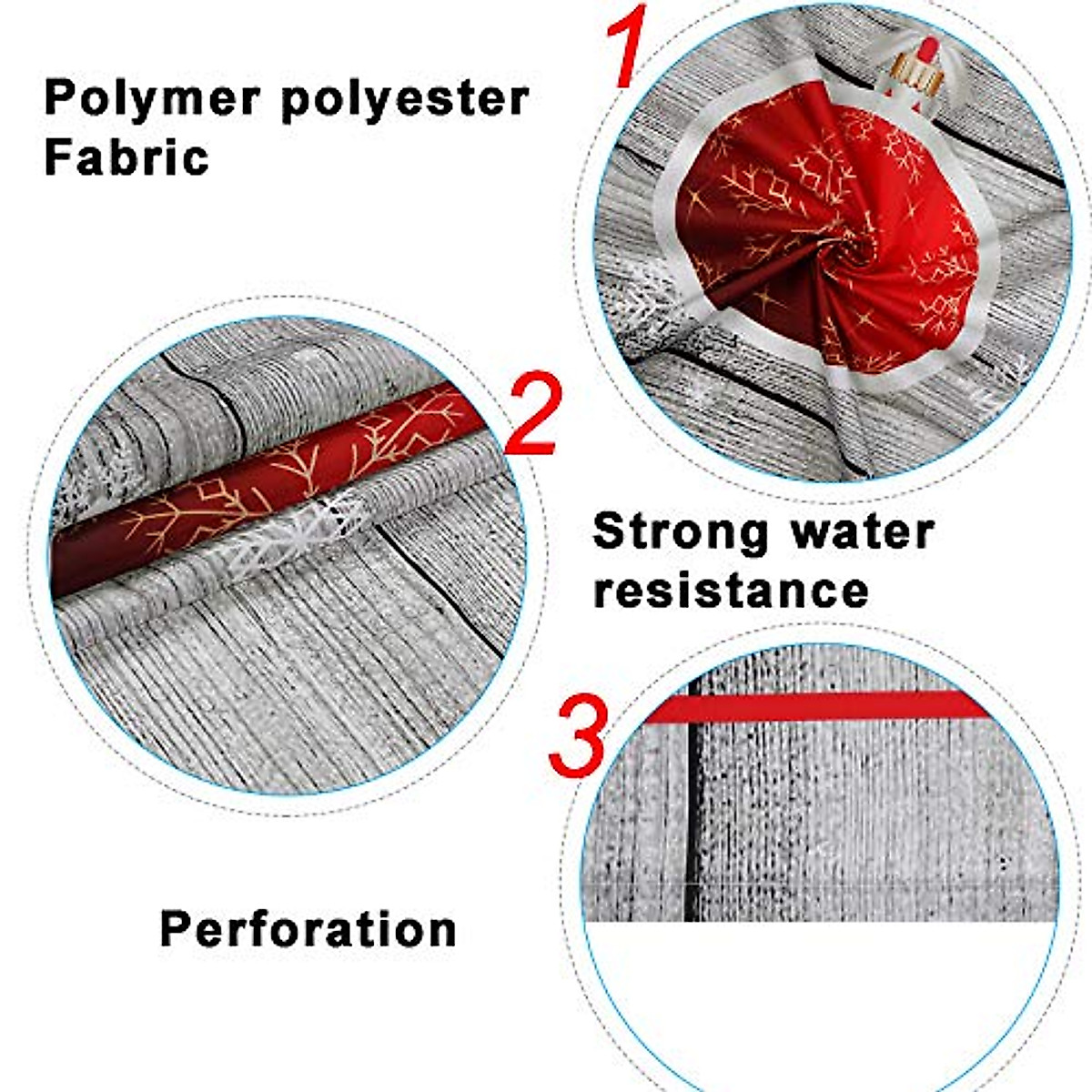 Ikfashoni 4 Pcs Christmas Shower Curtains Set with Non-Slip Rugs, Toilet Lid Cover and Bath Mat, Grey Vintage Wooden Shower Curtain with 12 Hooks, Xmas Snowflake Shower Curtain for Bathroom