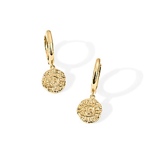 PAVOI 14K Yellow Gold Plated S925 Sterling Silver Post Lightweight Drop Dangle Huggie Hoop Earrings for Women | Dainty Coin Earrings