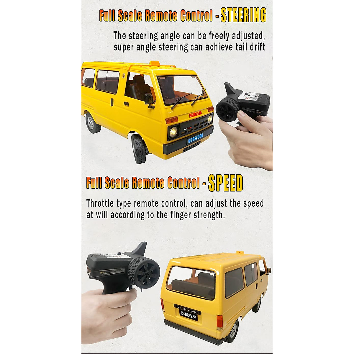 The perseids Remote Control Car WPL D42 RTR RC Drift Cars, 1/10 Full Scale RC Rock Crawler 2.4Ghz Offroad RC Truck and Trailer All Terrain Car RC Racing Climb Vehicle High Speed Van Car