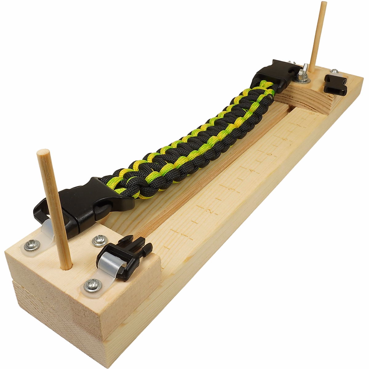 Beginner Paracord Wood Jig - Adjustable Length Bracelet Making, Paracord Craft, Braiding Weaving Tool Kit with Buckles