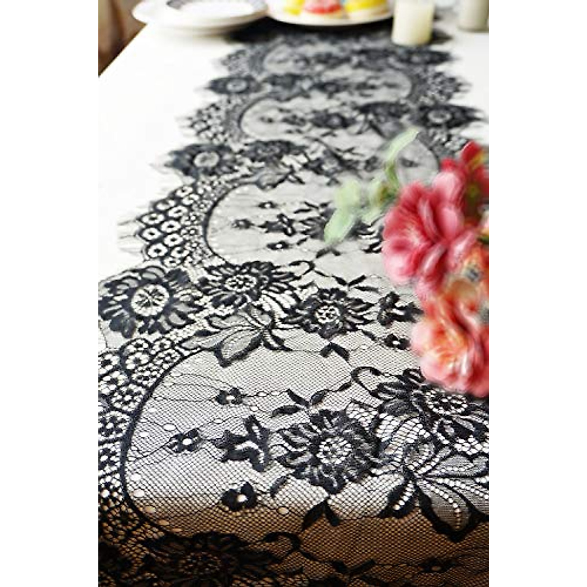 Elegant Black Lace Table Runner for Weddings & Events | Letjolt