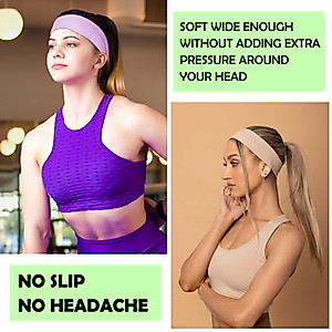 LOTUS78 Workout Headbands for Women Non Slip, 8Pcs Soft Elastic Sports Hair Bands for Women's Hair, Wide Headbands for Woman, Fashionable Head Bands for Women's Hair, Daily-use Headbands (Smile icon)