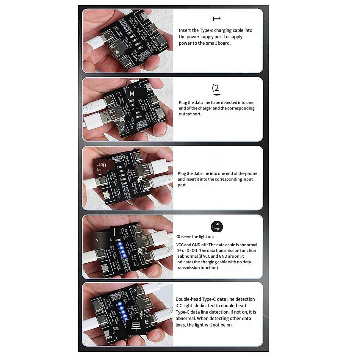 OWLEEN DT3 Data Board USB Cable Tester for iOS Android Type-C Short Circuit On-Off Switching Board Repair