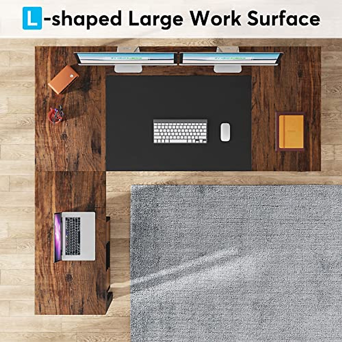 Tribesigns 63" L-Shaped Computer Desk with Mobile File Cabinet, Large Executive Office Desk with 3-Drawer Vertical Filing Cabinet, Business Furniture Sets for Home Office