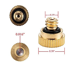 HisweetH 20Packs Misting Nozzles 10/24 UNC Mister 0.4mm(0.016Inch) Brass Misting Nozzles Replacement Low Pressure Atomizing Misting Sprayer Outdoor Cooling Mister System for Patio Outdoor