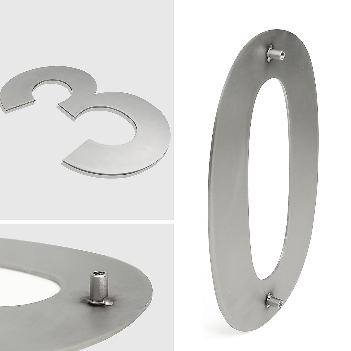 Fitous 6 inch Floating House Number For Outside, Stainless Steel Metal Modern Address Sign Numbers for Mailbox,Home Door,Warehouse Silver Number 4