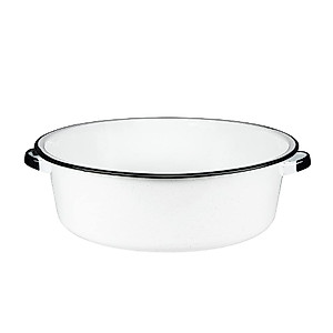 Granite Ware Enamel on Steel Dish Pan with handles, 15-Quart capacity, Speckled White