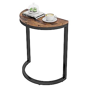 LITTLE TREE End Table Half Round, 1PC, 1-Tier Brown