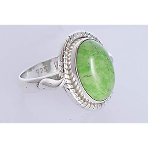 Ravishing Impressions Green Gaspeite Bridal-Wedding Unique Beautiful 925 Sterling Silver Women's Ring