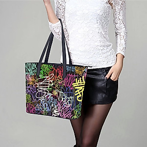 Graffiti Spirit Women's Tote Bag PU Leather Shoulder Bag Handbags Purse For Work Shopping Travel