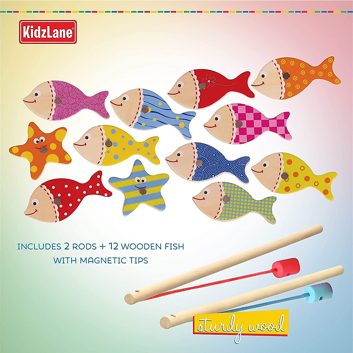Kidzlane Magnetic Fishing Game for Kids and Toddlers | Easy Play Wooden Fishing Toy for Toddlers & Kids | Montessori Toy Gift for Toddlers & Kids Ages 3 Years Old