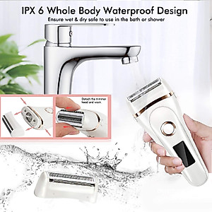 Electric Razor for Women, DCMEKA Women’s Electric Shaver Bikini Trimmer Wet & Dry Use Body Hair Remover for Arm Legs Underarms, Painless Cordless Lady Shaver with LED Power Display