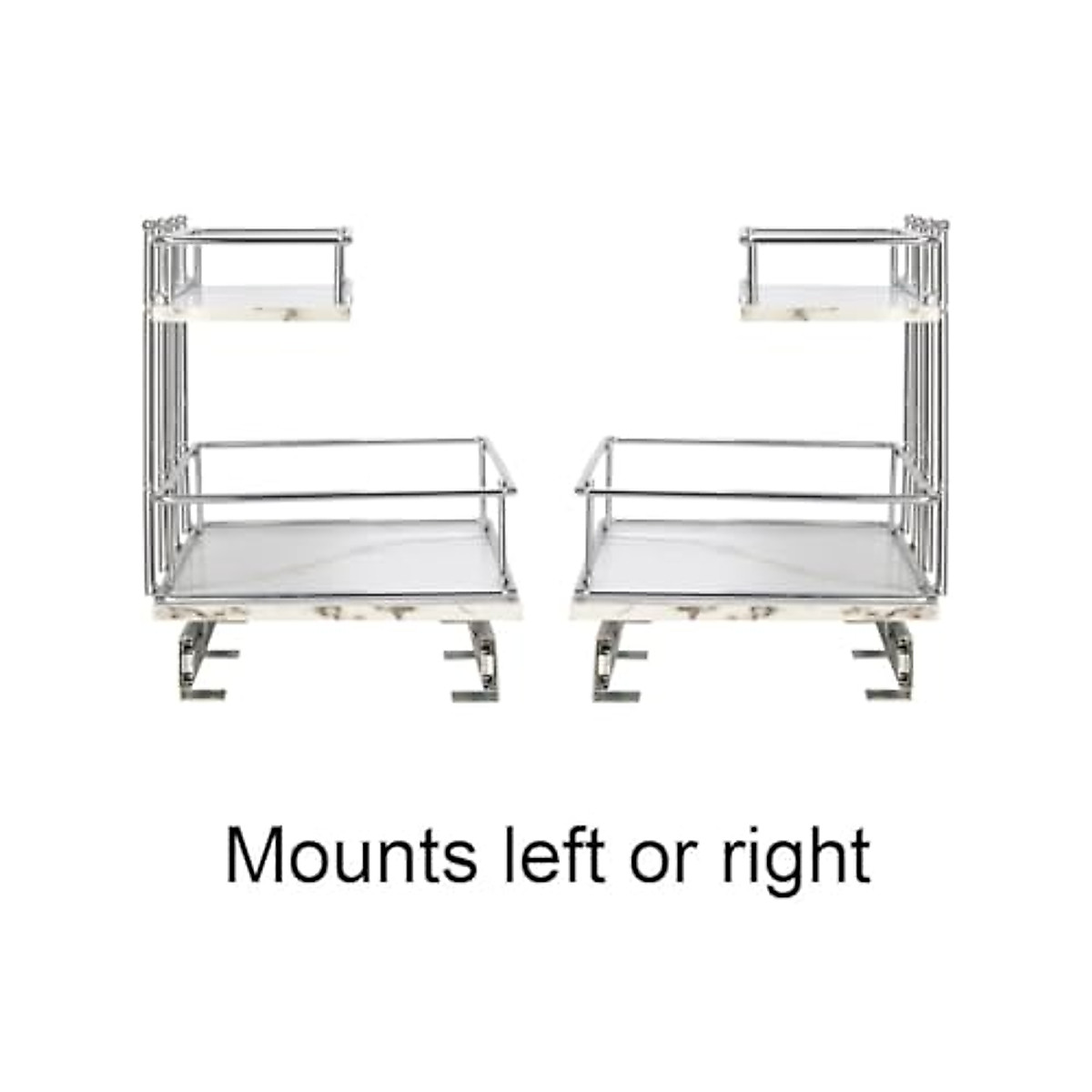 Household Essentials Glidez Chrome-Plated Steel and Faux Marble Pull-Out/Slide-Out Storage Organizer for Under Sink or Cabinet - 2-Tier Design - Fits Standard Size Cabinet or Shelf, White and Chrome