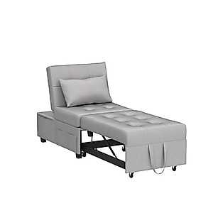 BINGTOO Sleeper Sofa Chair Bed 4 in 1 Convertible Chair Multi-Function Folding Ottoman Sleeper, Pull Out Sleeper Chair Bed- Modern Convertible Chair Bed Pull Out Sleeper Couch Bed for Living Room