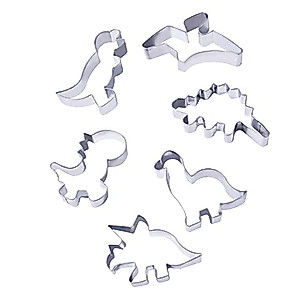 Dinosaur Cookie Cutters,hitsuki Stainless Steel Cookie Cutter Metal Cookie Cutters Fun Dino Cookie Cutters,Dinosaur Cookie Cutters for Kids Dinosaur Pancake Molds,6 Pcs