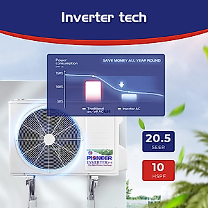 Pioneer Air Conditioner WYS012G-20 Wall Mount Ductless Inverter+ Mini Split Heat Pump, 12000 BTU-208/230V