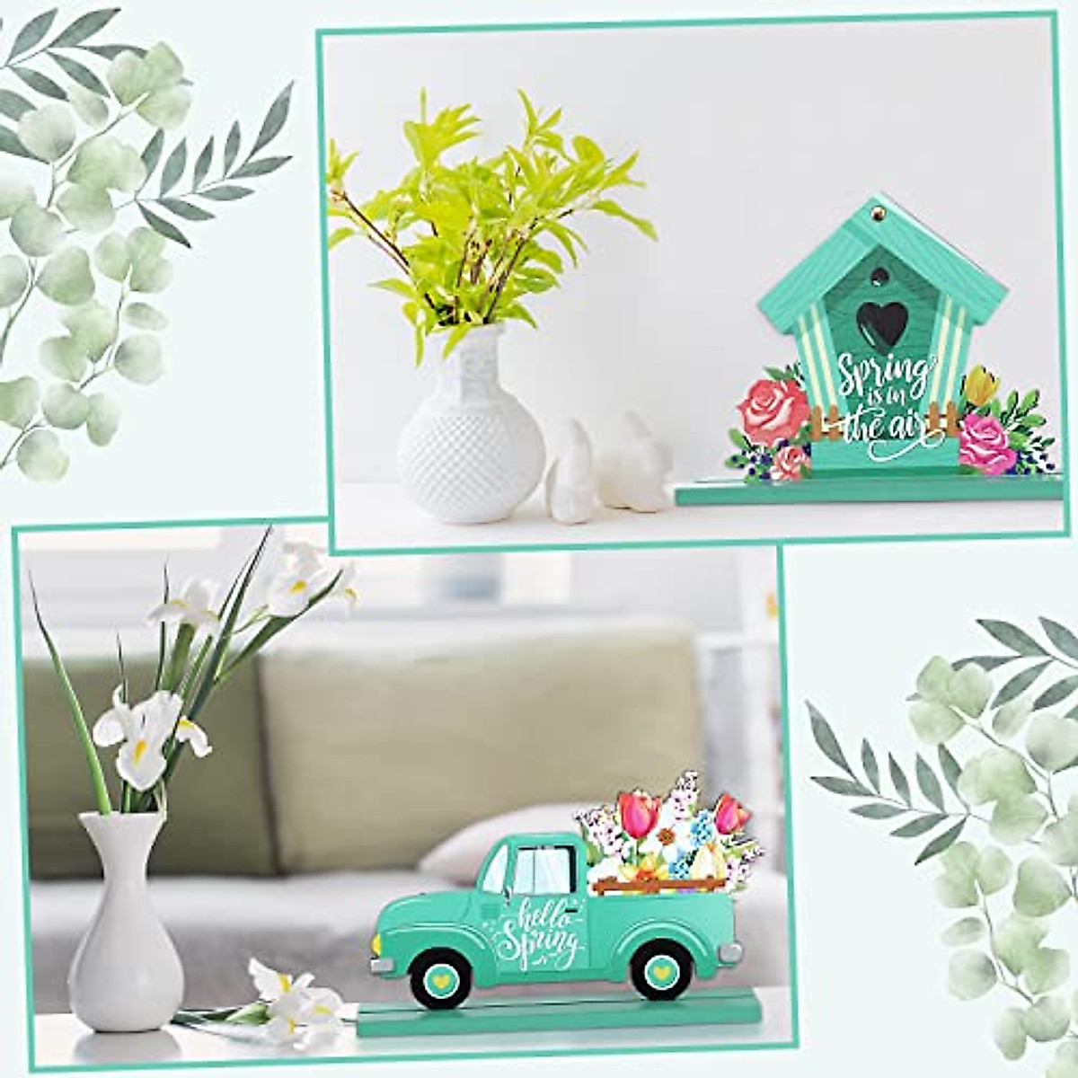 4 Pcs Hello Spring Table Decorations Easter Spring Table Centerpieces Enjoy The Ride Wooden Signs Spring Decorations for Home Wooden Letter Blocks Spring Party Ornament Farmhouse Rustic Table Decor