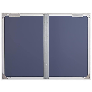 Displays2go 4' x 3' Enclosed Message Board, Sliding Doors, Locking, Gray Fabric - White (FBSW43WHLG)
