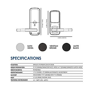 Lockly Secure Pro, Wi-Fi Smart Lock, Keyless Entry Door Lock, PIN Genie® Keypad, 3D Biometric Fingerprint Sensor, Voice Control, Auto Lock - Matte Black (PGD628WMB) - Latch Edition