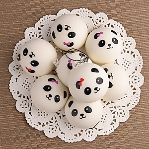 KUUQA 8 Pieces 1.57" Slow Rising Mini Panda Scented Toys Cute Charms Phone Key Chain Straps Kids Toy Gift Party Favors(Style Random)