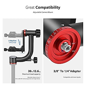 NEEWER Gimbal Tripod Head Professional Heavy Duty Aluminum Alloy with Arca Type Quick Release Plate, GM101 Supports Smoother 360 Degree Panoramic Shooting for DSLR Camera Up to 30lbs/13.6kg