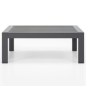 Solaste Outdoor Coffee Table for Patio, All-Weather Aluminum Patio Coffee Table Furniture with Metal Frame, Dark Grey