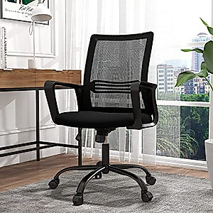 Office Chair, Desk Chair Home Office Chair Mesh Computer Chair Ergonomic Office Chair with Lumbar Support Armrests, Mid Back Task Chair Adjustable Swivel Rolling Chair for Home Office, Living Room
