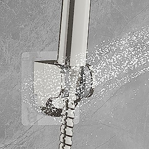 EAARSUO Shower Head Holder Wall Mount, Shower Head Holder Adhesive, Showerhead Holder Clip, Shower Wand Holder Wall Mount, Waterproof Shower Handle Holder (Brushed Nickel)
