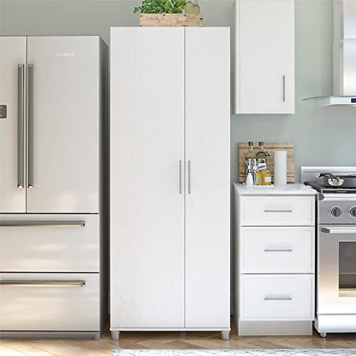 SystemBuild Evolution Camberly Tall Asymmetrical Cabinet in Ivory Oak