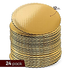 StarMar 12 inch Gold Cake Boards Rounds, [24 Pack] Cake Base, 12-In Circle Cardboard, Disposable 12 in Round Cake Boards Perfect for Cake Decorating,