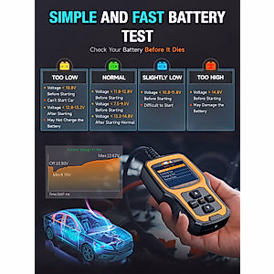 ANCEL AD410 Pro+ 2 in 1 OBD2 Scanner Battery Tester, OBD2 Scanner Diagnostic Tool for Car Check Engine Code Reader Scan Tool & 6V 12V 100-2000 CCA Battery Charging Cranking Test EVAP Live Data