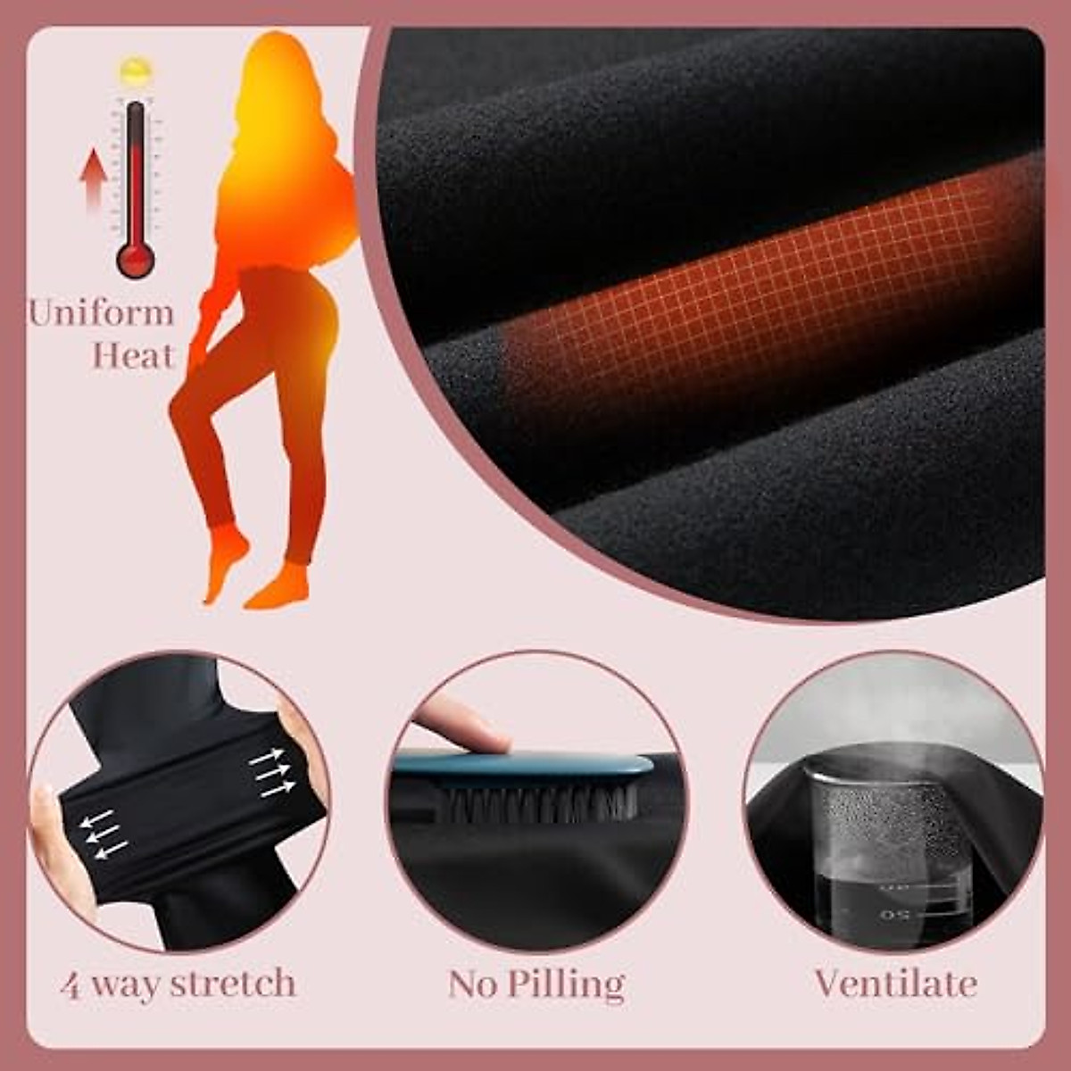 Happy.angel 2 Pack Maternity Fleece Lined Leggings Over The Belly, Womens Black Workout Yoga Pregnancy Pants with Pockets Black Small