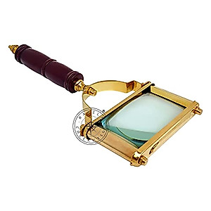 Hanzla Collection 10" Desk Reading Magnifier with Bone Handle - 5" Brass Rectangular Handheld Magnifying Glass Lens
