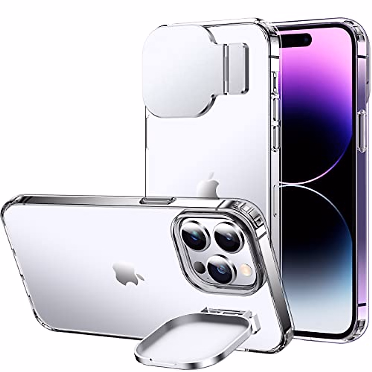 Silverback for iPhone 14 Pro Case with Stand, Phone Case with Camera Cover, Shockproof DustProof Cover for iPhone 14 Pro - Clear