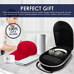 MyGo2 Hat Travel Hard Case | Storage bag for Hats, Hat Carrier Box for Baseball Caps | Hat Organizer Case with Adjustable Shoulder Straps, Detachable Jewelry Case and Detachable Sunglasses Case